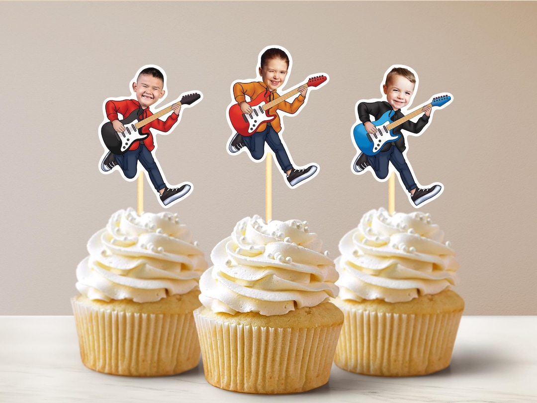 Guitarist Personalized Cupcake Toppers Rock N Roll Cupcake Toppers ...