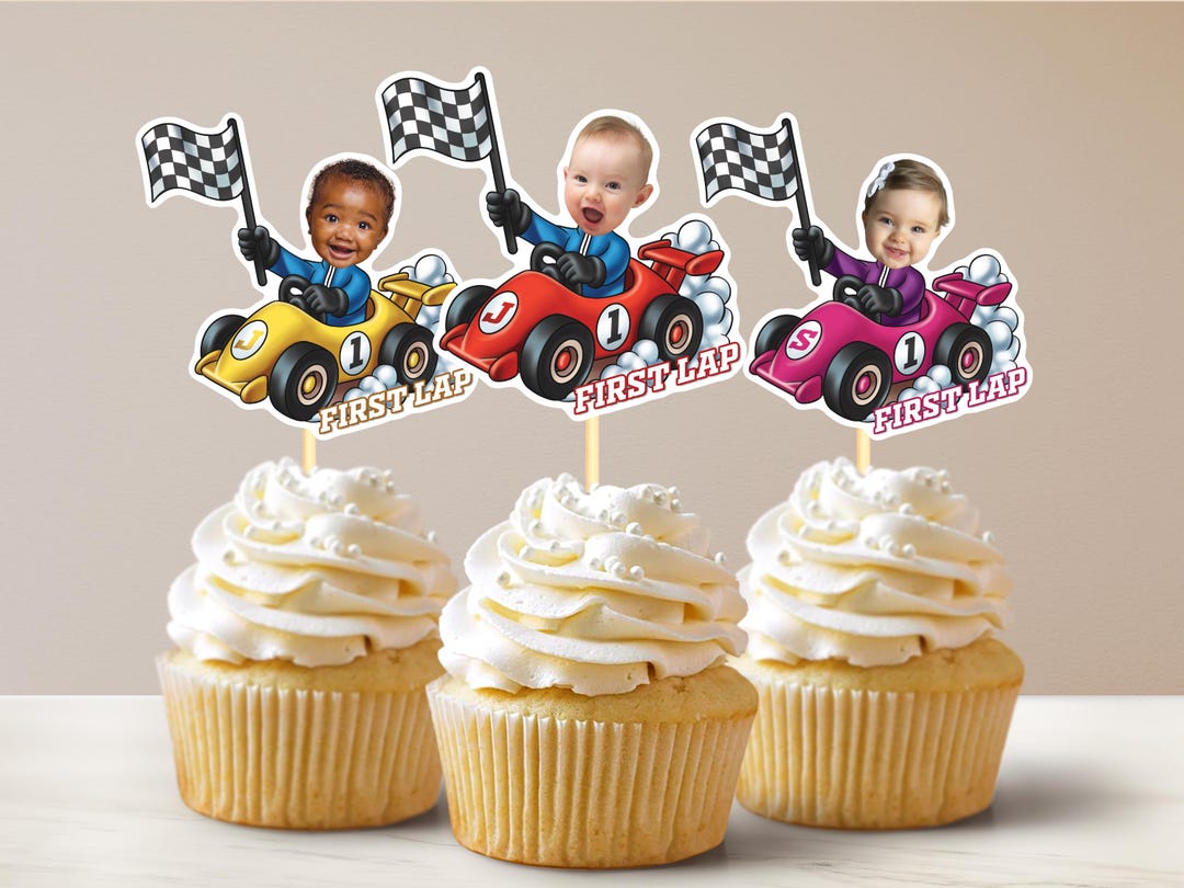 First Lap Cupcake Toppers Car Cupcake Topper Racing Car Cake Topper ...