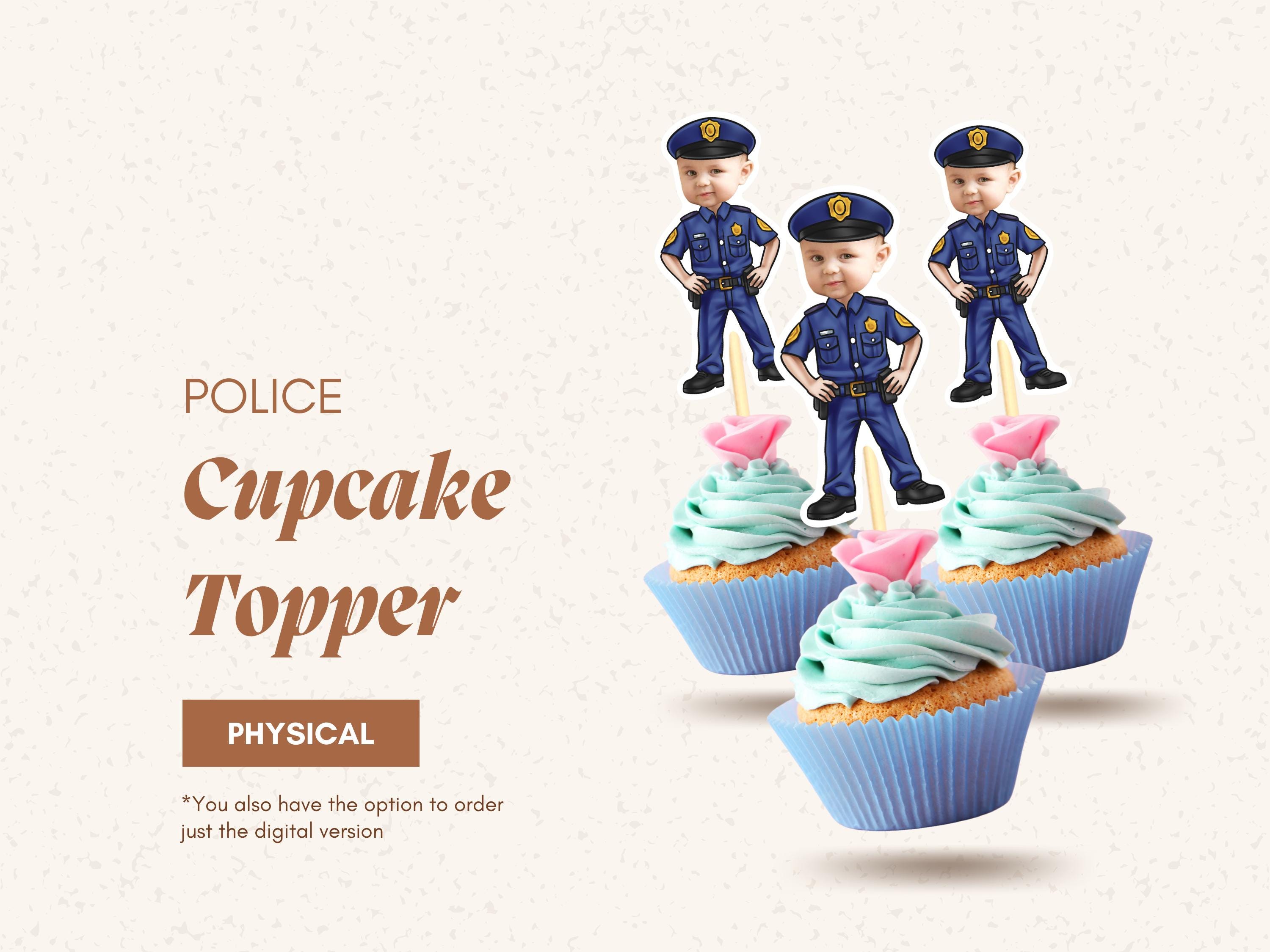 Police Officer Personalized Face Cupcake Toppers Police Birthday Party ...