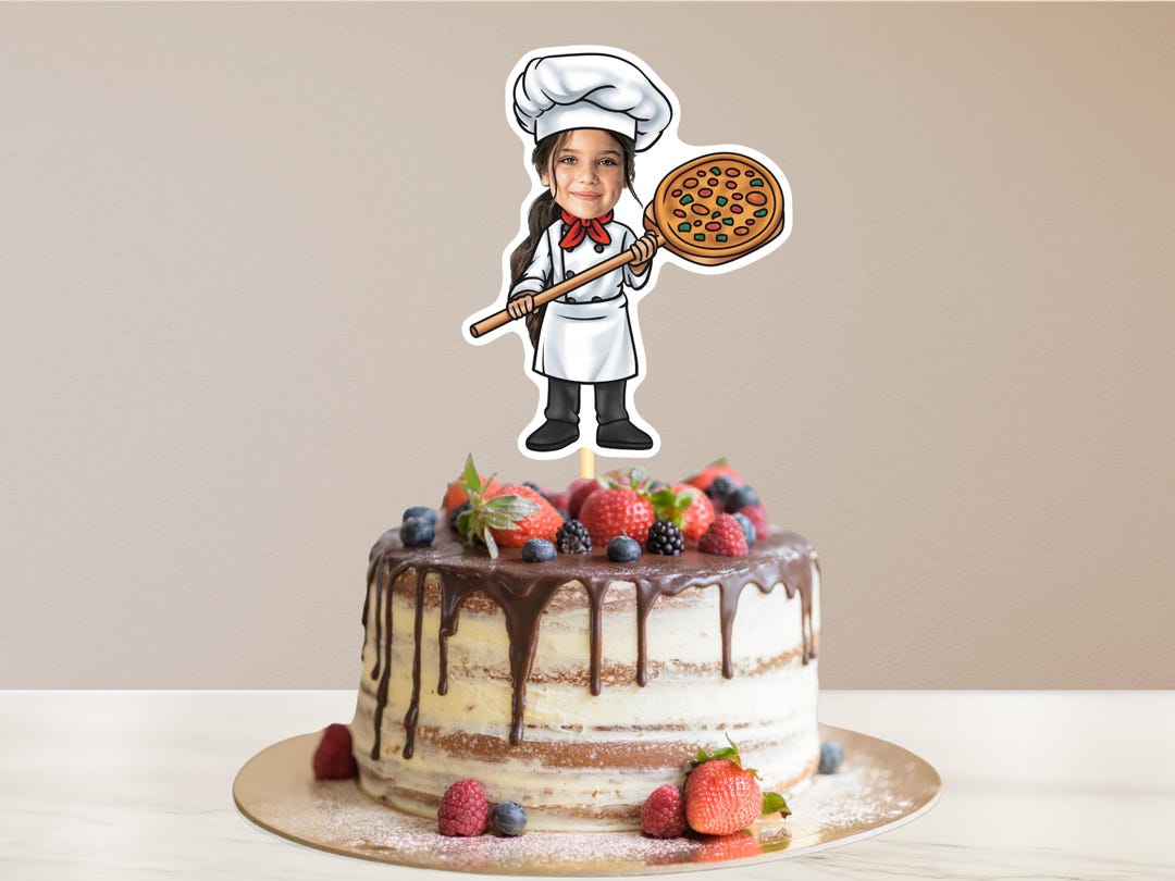 Pizza Chef Cake Topper Pizza Party Personalized Face Cake Topper - Etsy