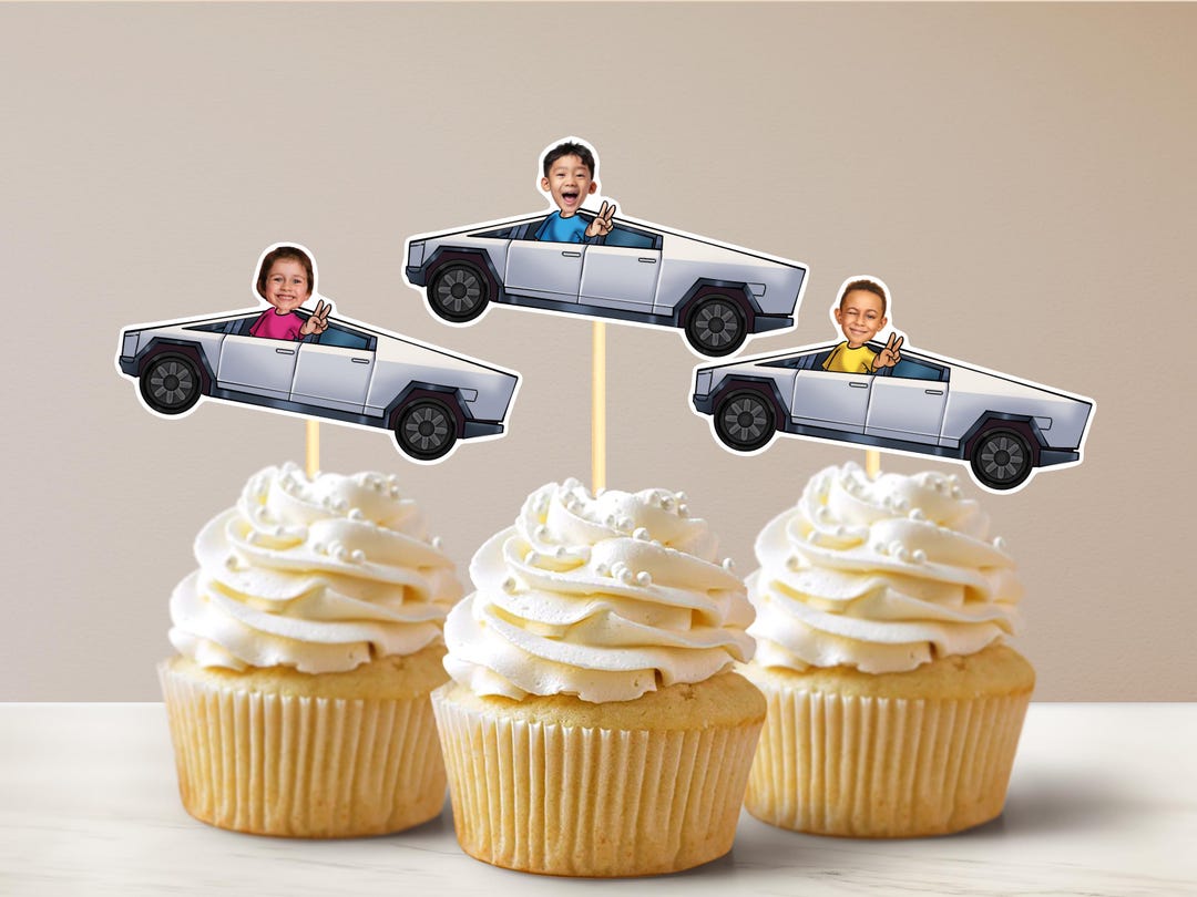Custom Cupcake Toppers Cyber Truck Cupcake Topper Tesla Race Cartopper ...
