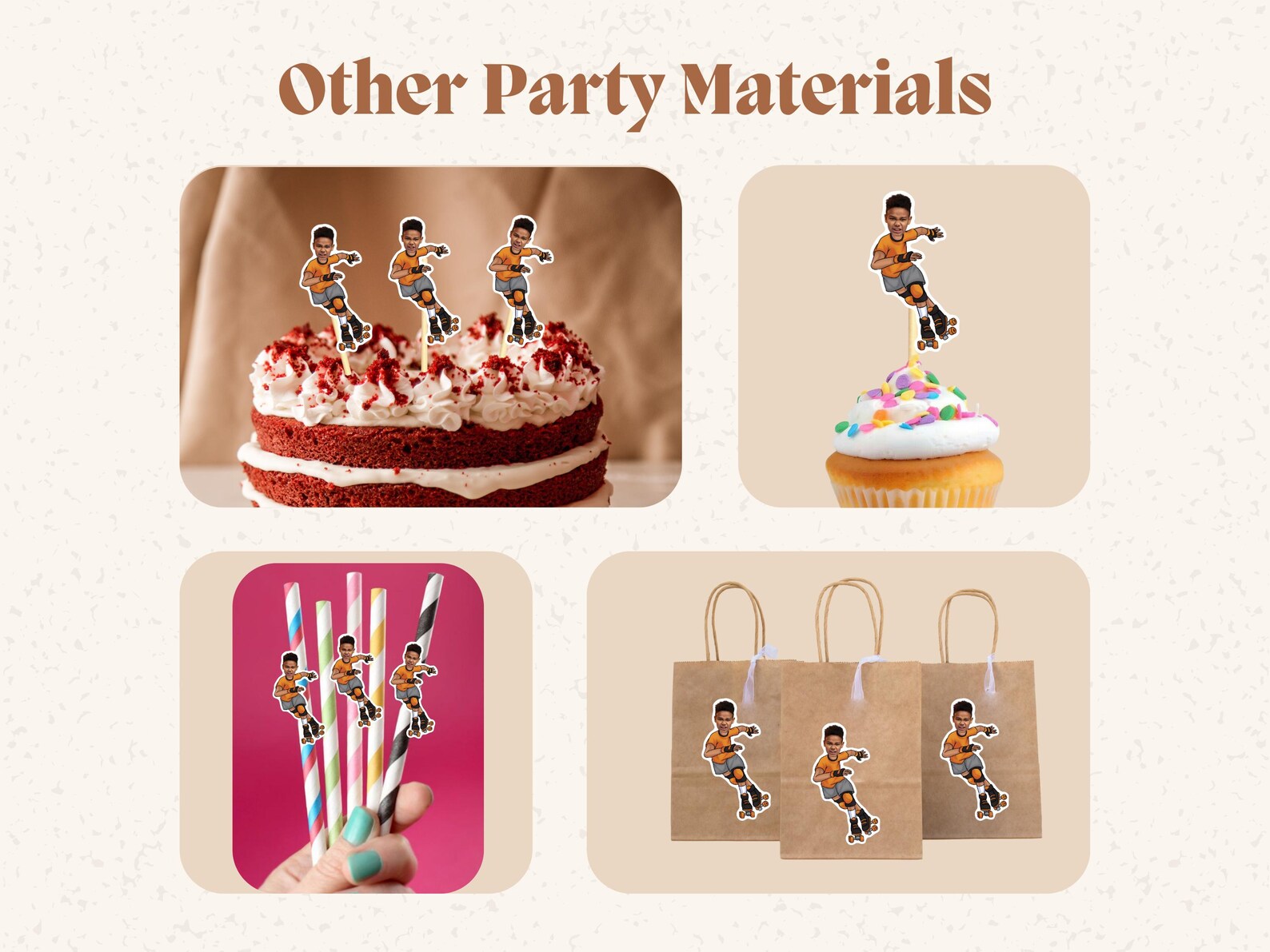 Roller Skate Cupcake Toppers Skating Topper Roller Skate Cake Topper ...