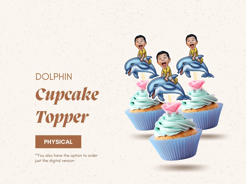 Dolphin Personalized Face Cupcake Toppers - Etsy