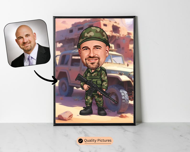 Custom Soldier Cartoon Portrait Soldier Portrai Soldier Gift Soldier ...