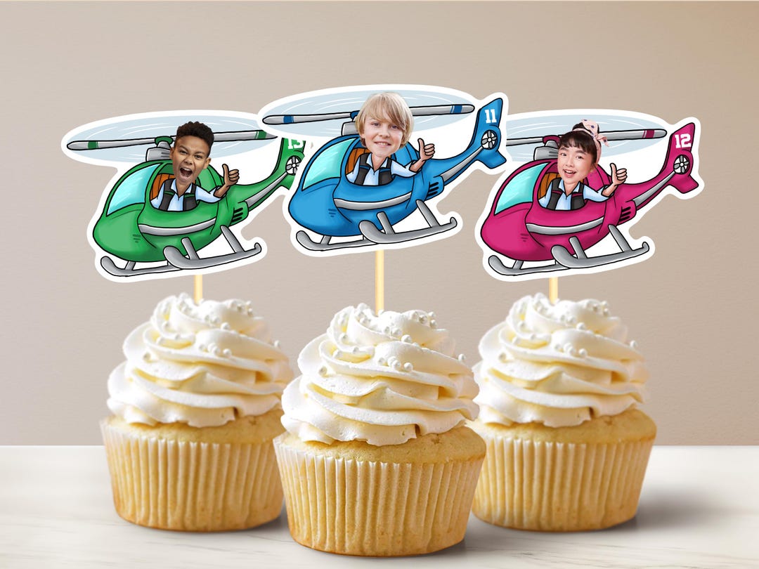 Helicopter Cupcake Topper Aviator Cupcake Topper Party Decoration ...