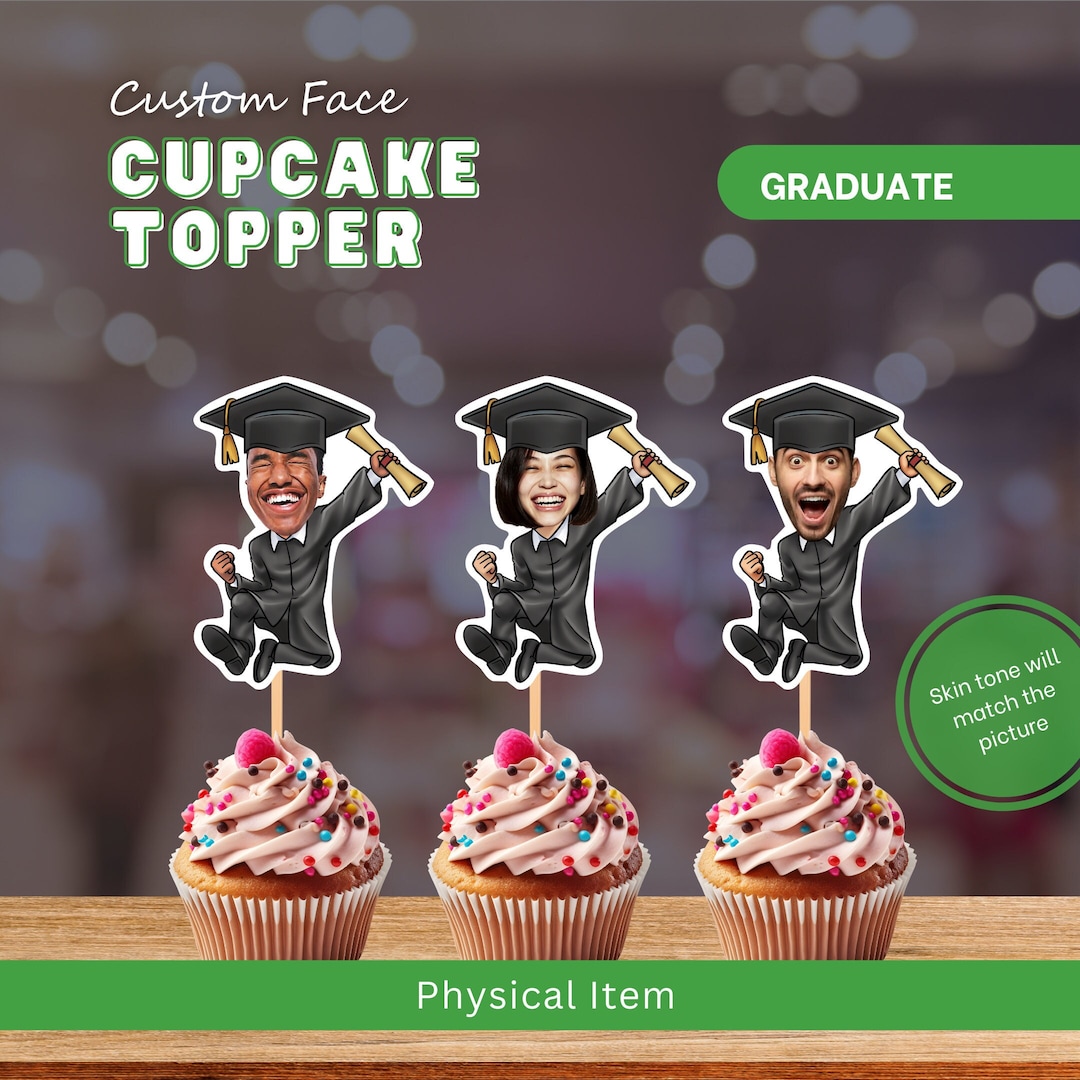 Graduation Photo Cupcake Topper Printable, Graduation Cake Topper, Grad ...