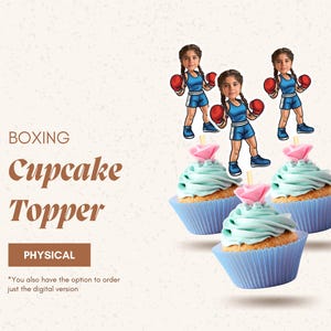 Boxing Personalized Face Cupcake Toppers, Head on a Stick Cupcake ...