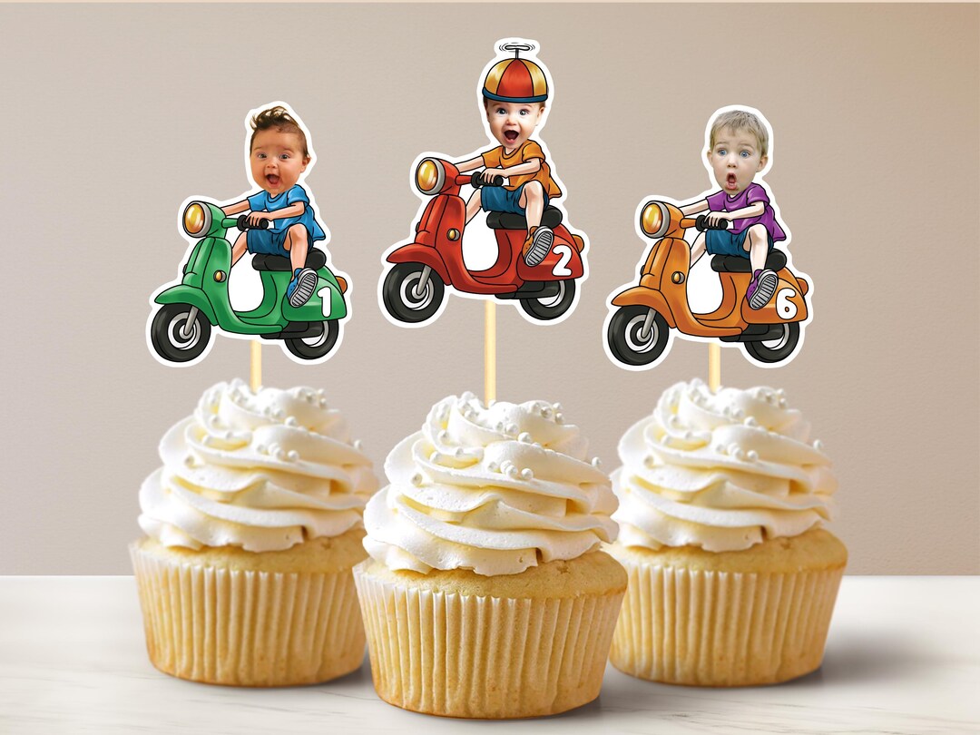 Custom Scooter Cupcake Toppers Push Scooter Birthday Party Decor Girls ...