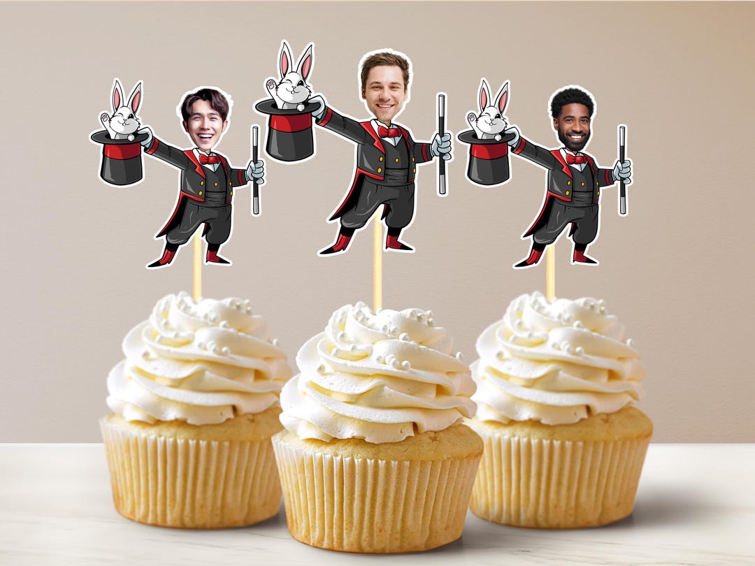 Custom Magician Cupcake Topper Face Cupcake Toppers for Birthday Cake ...