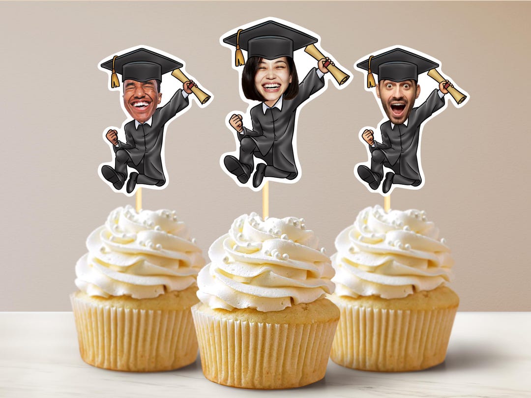 Graduation Photo Cupcake Toppers, Graduation Cake Topper, Grad Party ...
