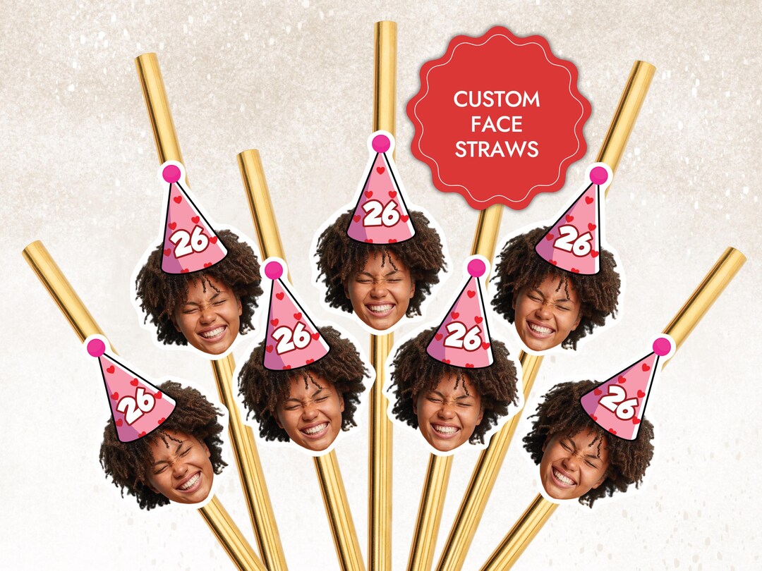 Customized Face Photo Custom Straws Birthday Straw With Picture ...