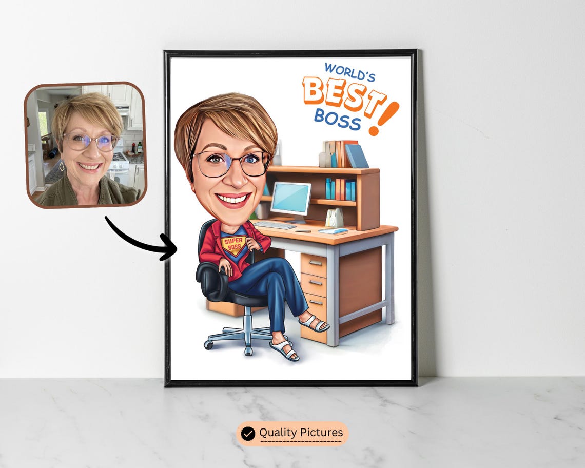 Personalized Female Super Boss Cartoon Portrait Custom Female Boss ...