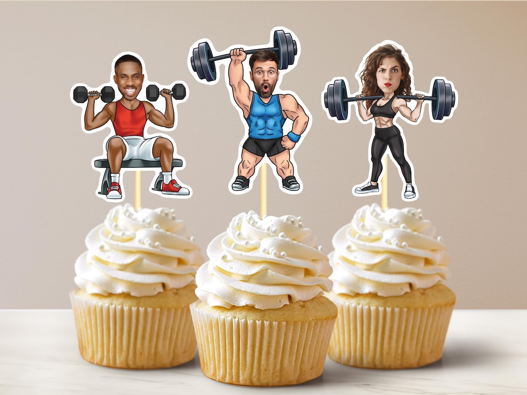 Weightlifter Cupcake Toppers Weightlifter Face Cupcake Toppers Workout ...