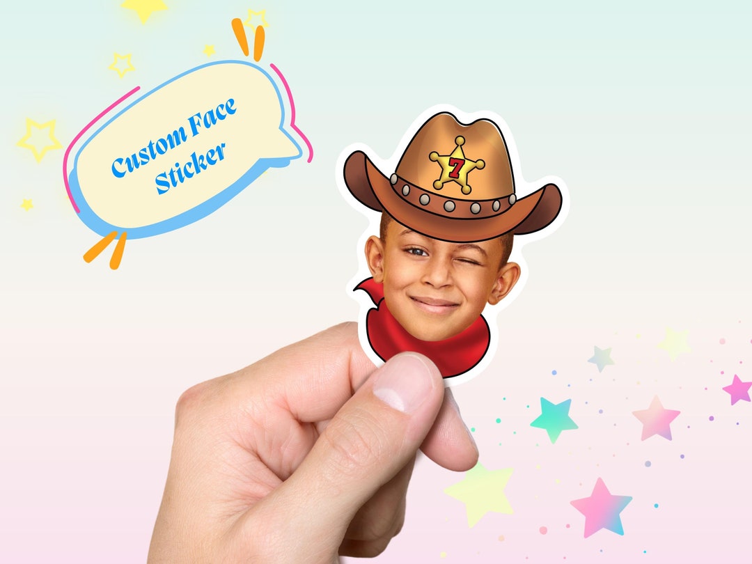 Cowboy Sticker With Face Photo Cowboy Hat Birthday Decorations ...
