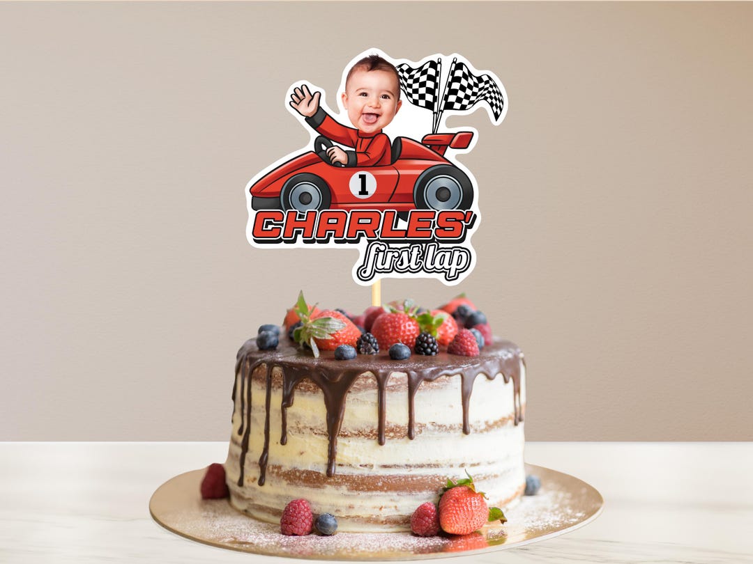 Custom First Lap Cake Topper Race Caketopper Car Cupcake Topper Racing ...