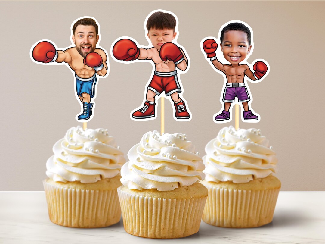 Boxing Cupcake Toppers Boxing Theme Party Boxer Cupcake Toppers Boxing ...