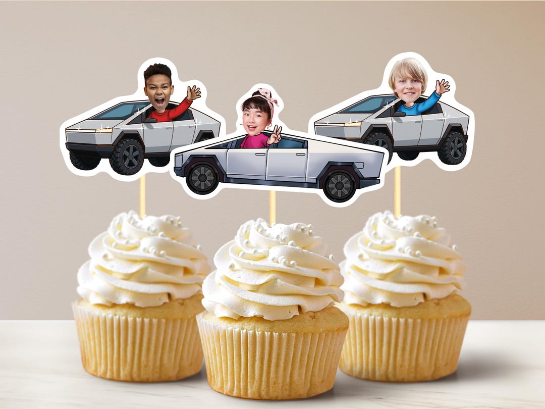 Custom Cupcake Toppers Cyber Truck Cupcake Topper Tesla Race Cartopper ...