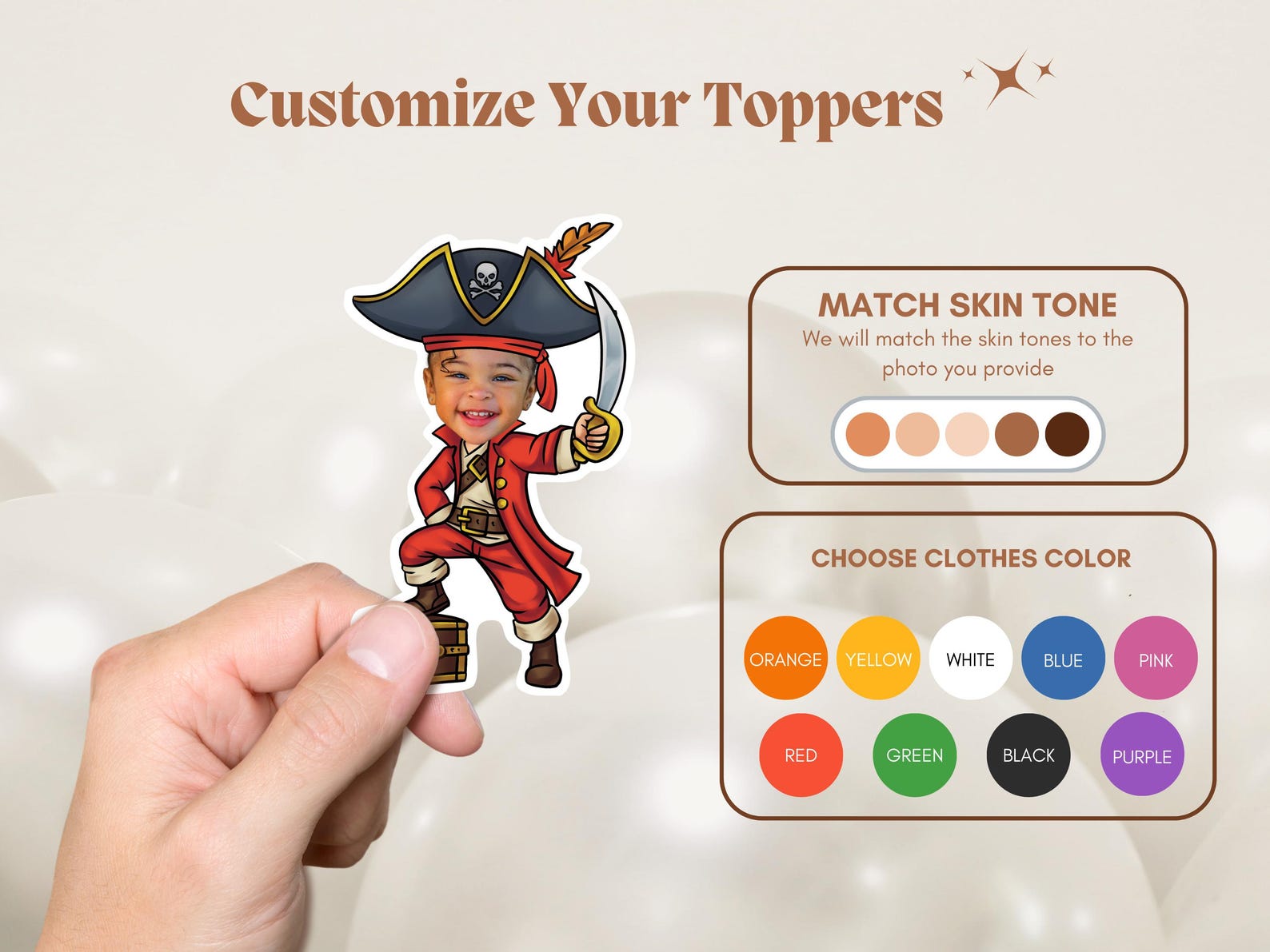 Pirate Personalized Face Cupcake Toppers, Photo, Birthday Decorations ...