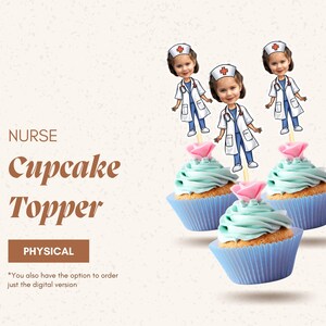 Nurse Face Cupcake Toppers Nurse Cupcake Medical Toppers RN Cupcake ...