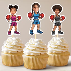 Boxing Personalized Face Cupcake Toppers, Head on a Stick Cupcake ...