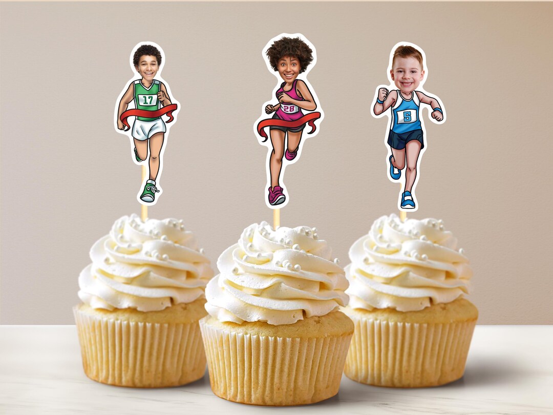 Marathon Runner Cupcake Toppers Marathon Cupcake Toppers Funny Cupcake ...