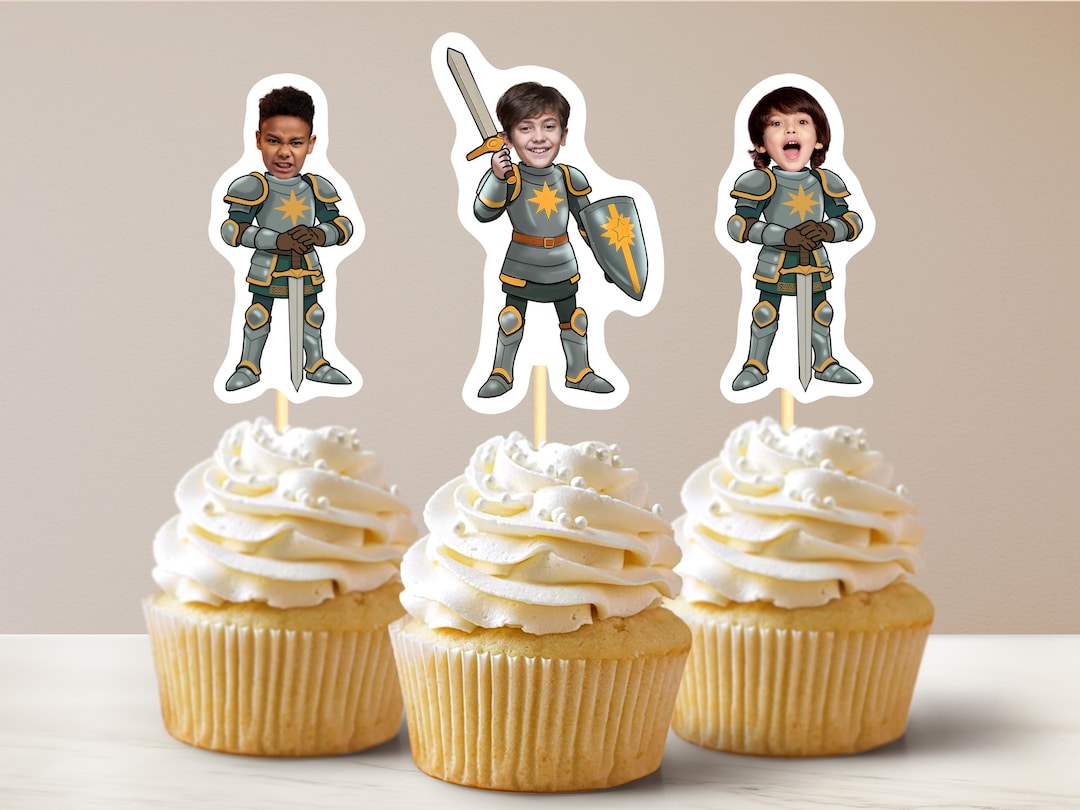 Custom Knight Cupcake Toppers Warrior Birthday Cupcake Topper Gamer ...