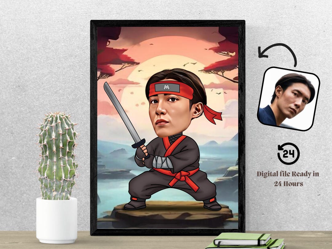 Ninja Custom Caricature Portrait Cartoon Portrait Caricature From Photo ...
