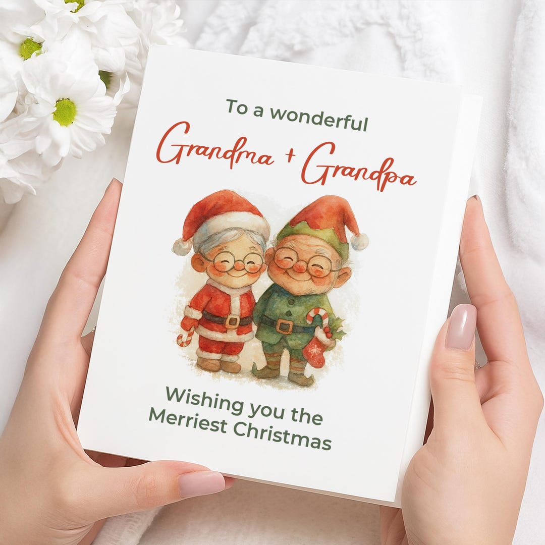 Grandma and Grandpa Christmas Card Personalized Grandparents Holiday ...