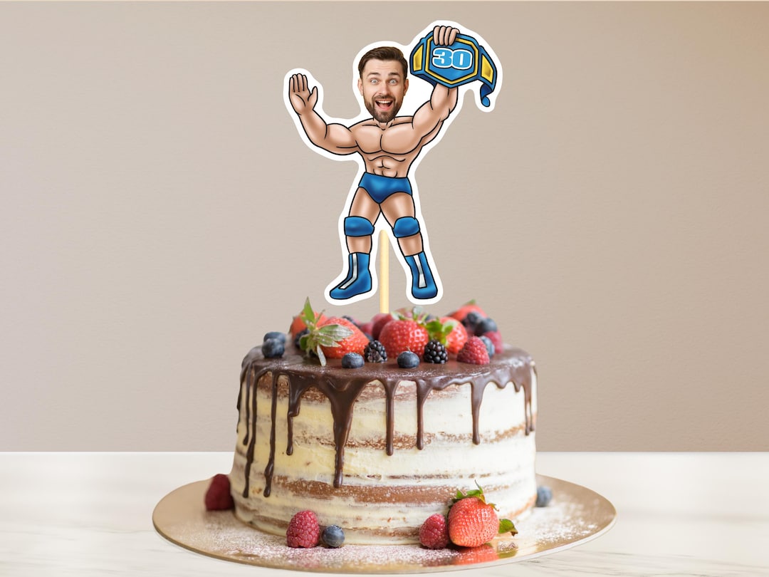 Wrestler Personalized Face Cake Topper Wrestler Birthday Wrestling Cake ...