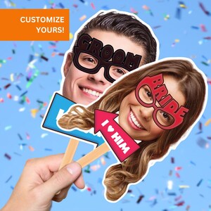 Wedding Props Custom Face Big Head Cutout Face on Stick Engagement ...