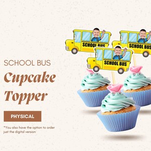 School Bus Cupcake Toppers School Bus Student Cupcake Toppers Bus ...