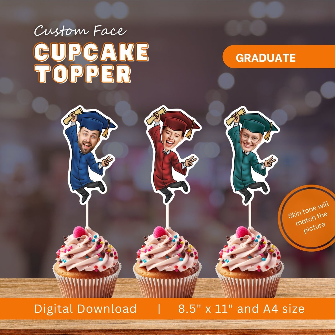 Graduate Personalized Face Cupcake Toppers - Etsy