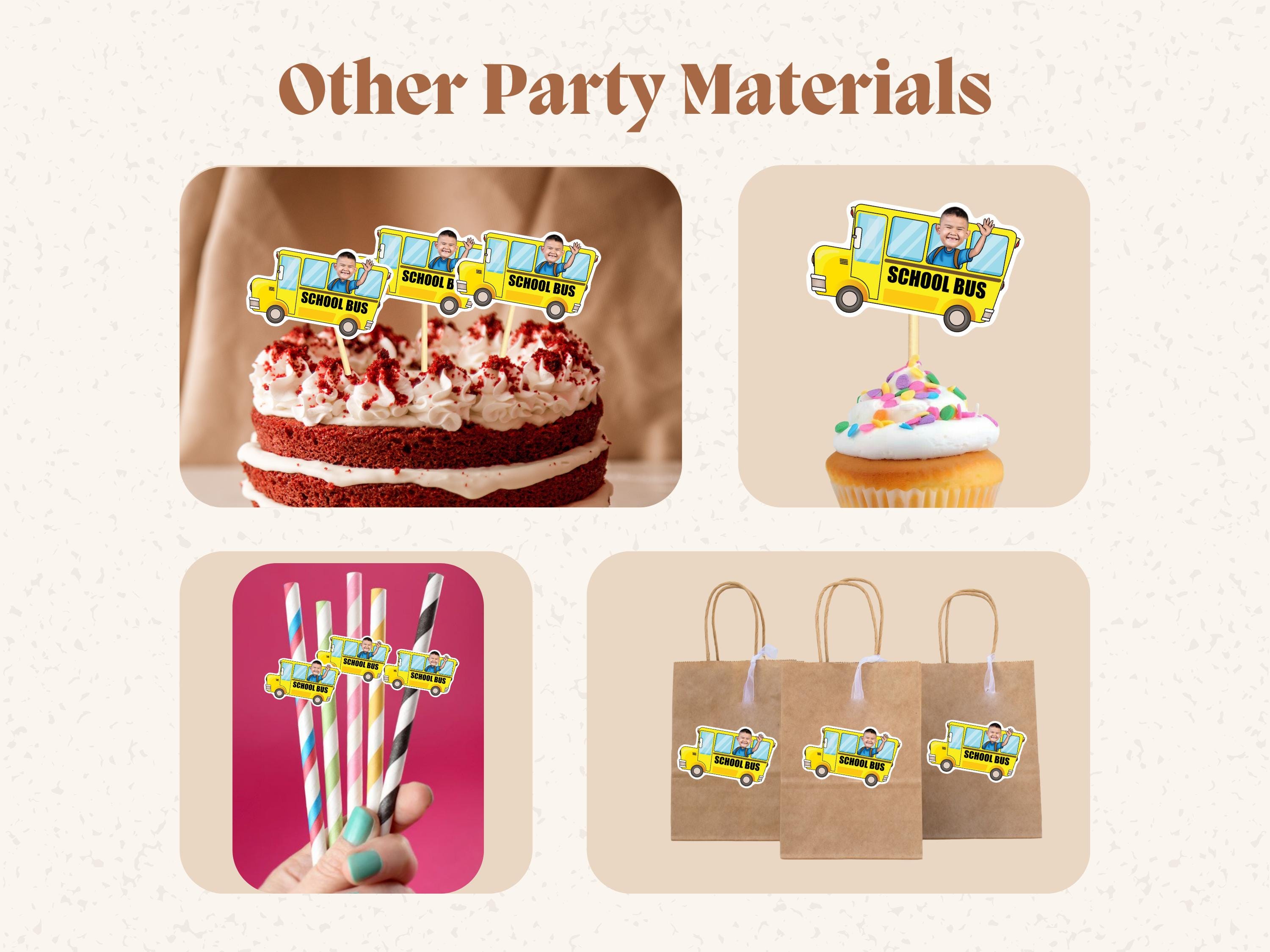 School Bus Cupcake Toppers School Bus Student Cupcake Toppers Bus ...