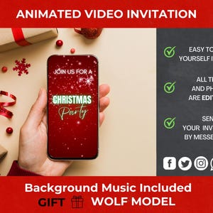 Animated Christmas Party Invitation Template: Customizable, Instant ...