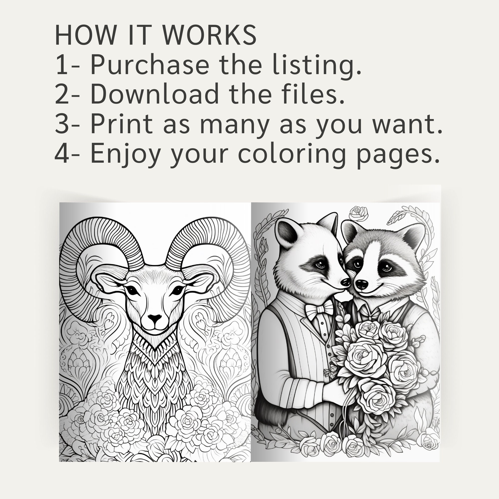 300 Cute Animal Coloring Pages, Kids Activity Book (PDF, JPG, PNG) - Etsy