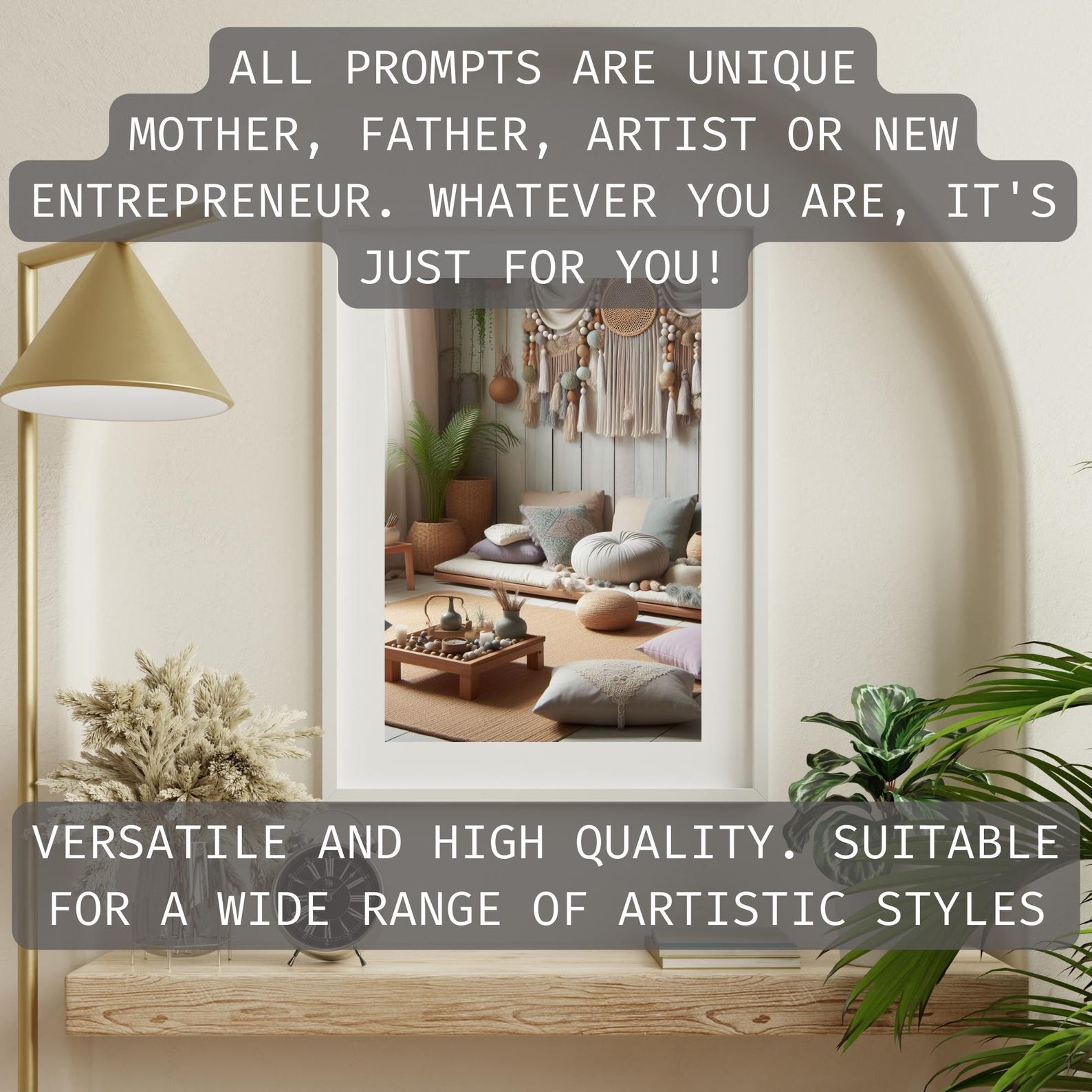 Boho Art AI Poster Prompt Pack for Midjourney and More – 250+ Printable ...