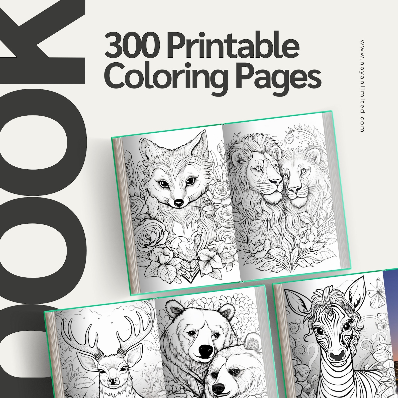 300 Cute Animal Coloring Pages, Kids Activity Book (PDF, JPG, PNG) - Etsy
