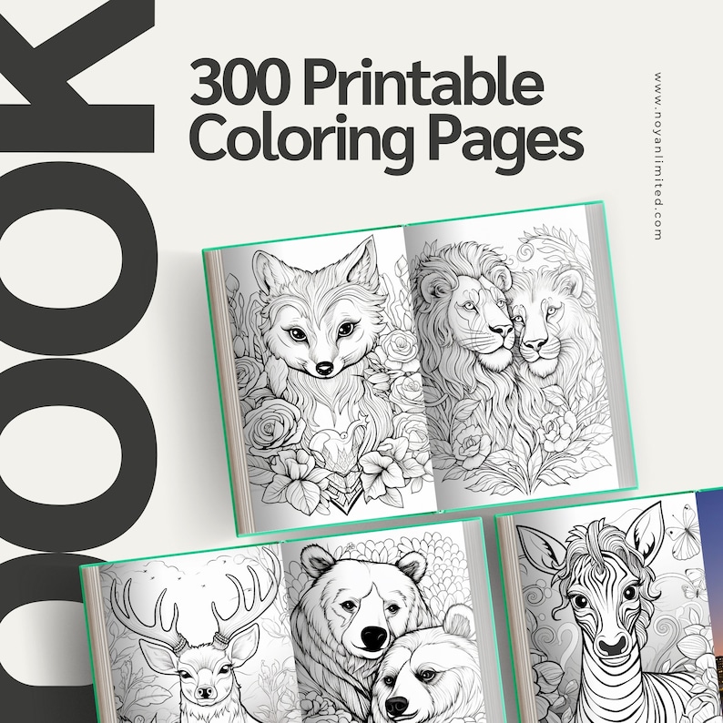 300 Cute Animal Coloring Pages, Kids Activity Book (PDF, JPG, PNG) - Etsy