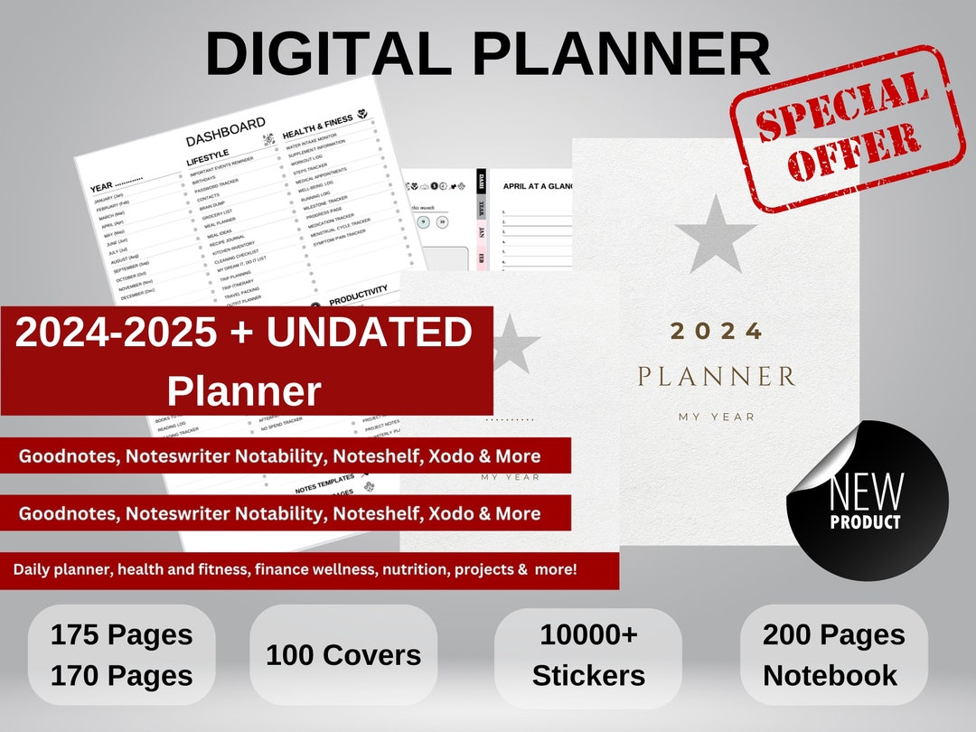 2024-2025 Digital Planner, Undated Planner, Goodnotes Planner, iPad ...