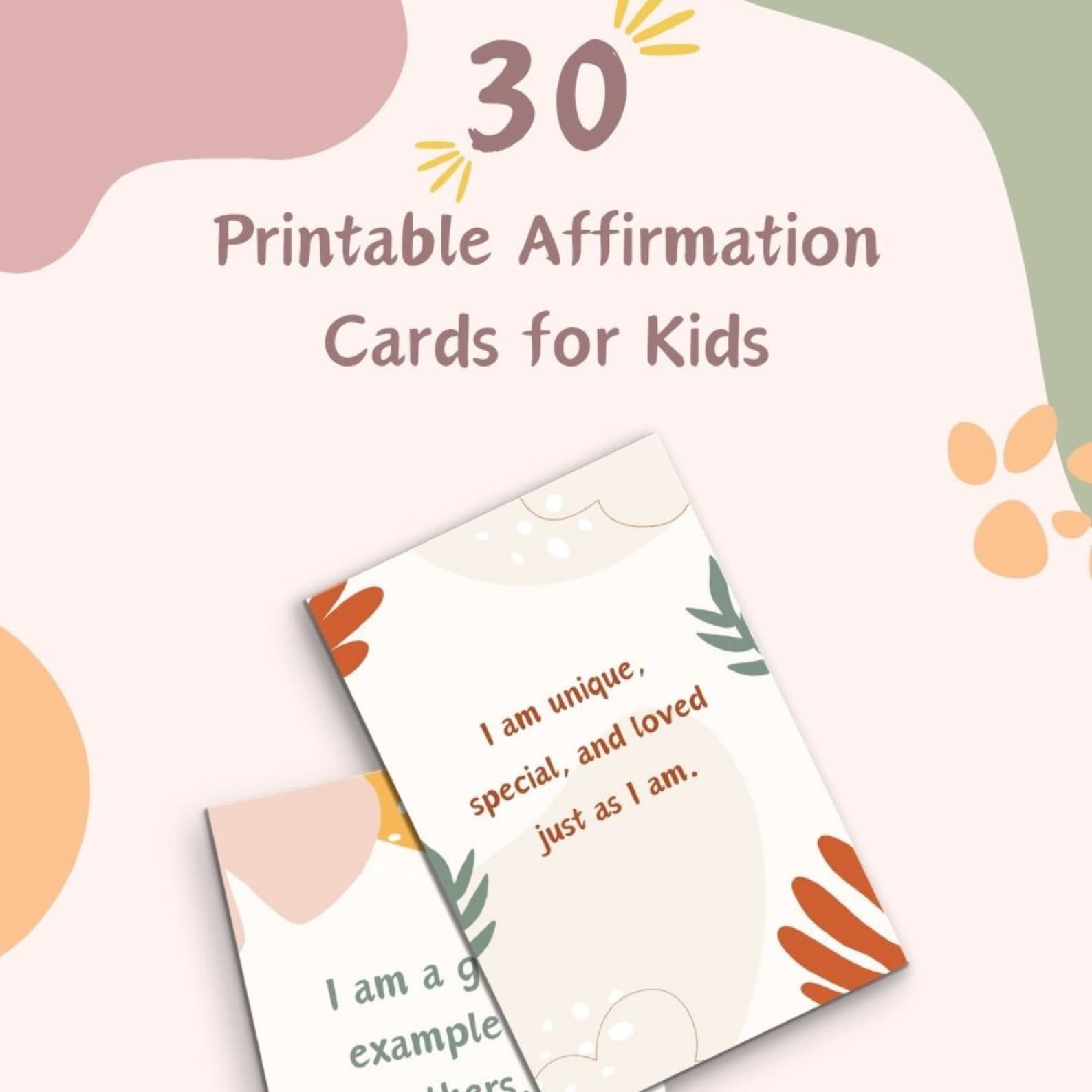 Positive Kid's Affirmation Cards, Therapy Office Decor, Self Love Cards ...