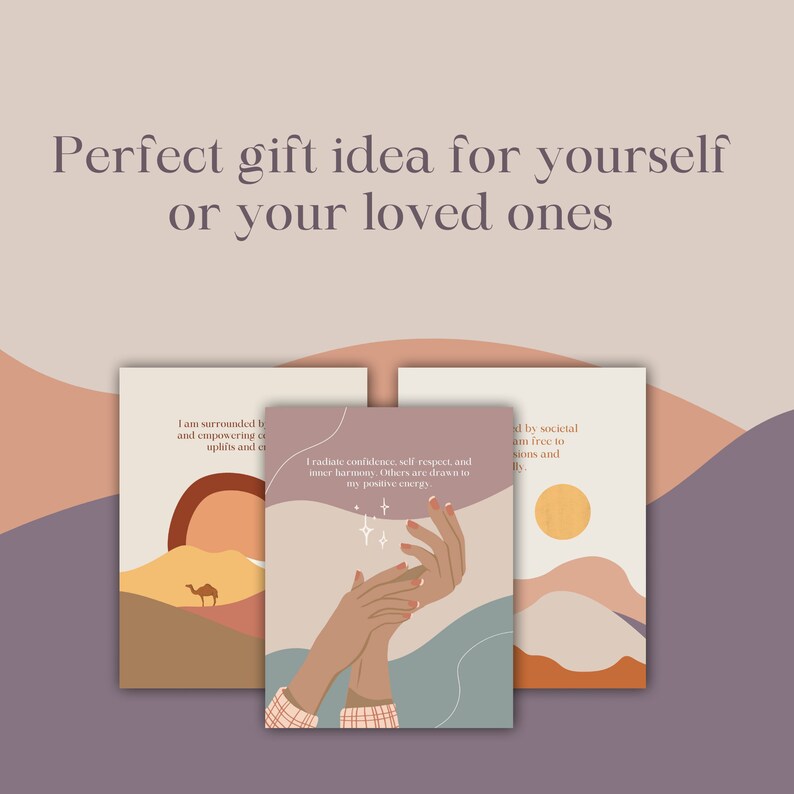 Boho Affirmation Cards Printable Set of 20 Empowering Positive Affirmations Unique Handmade ...