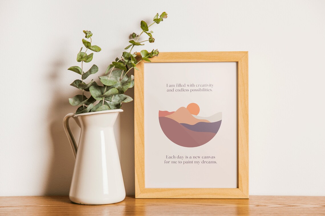 Boho Affirmation Cards Printable Set of 20 Empowering Positive Affirmations Unique Handmade ...