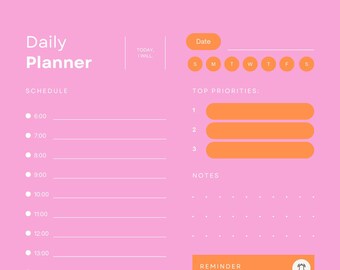 Printable Daily Planner rose Wake Up. Be Brave. - Etsy