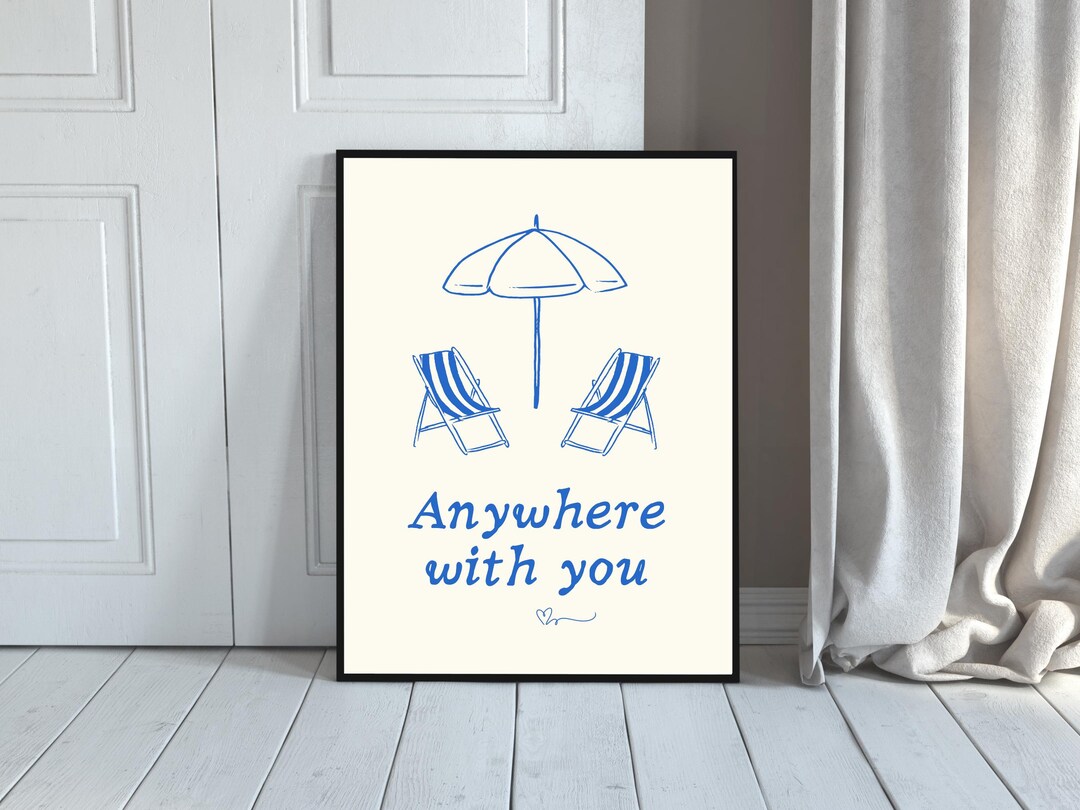 Coastal Beach Chairs Print, Ocean Umbrella Art (digital Download) - Etsy