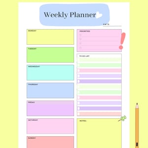 Digital Weekly Planner PDF, Printable & Fillable, Sizes A4/a5/letter ...