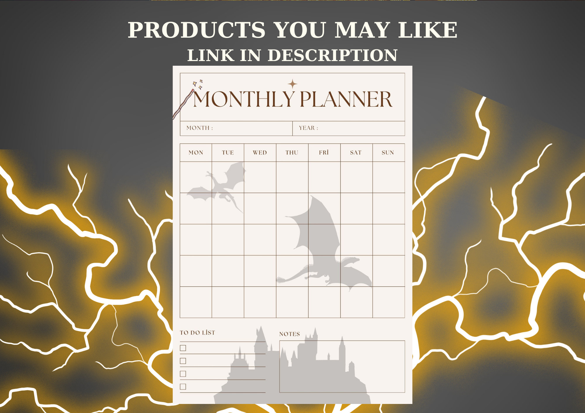 Dragon-themed Weekly Planner PDF, Printable Digital Download, Sizes A4 ...
