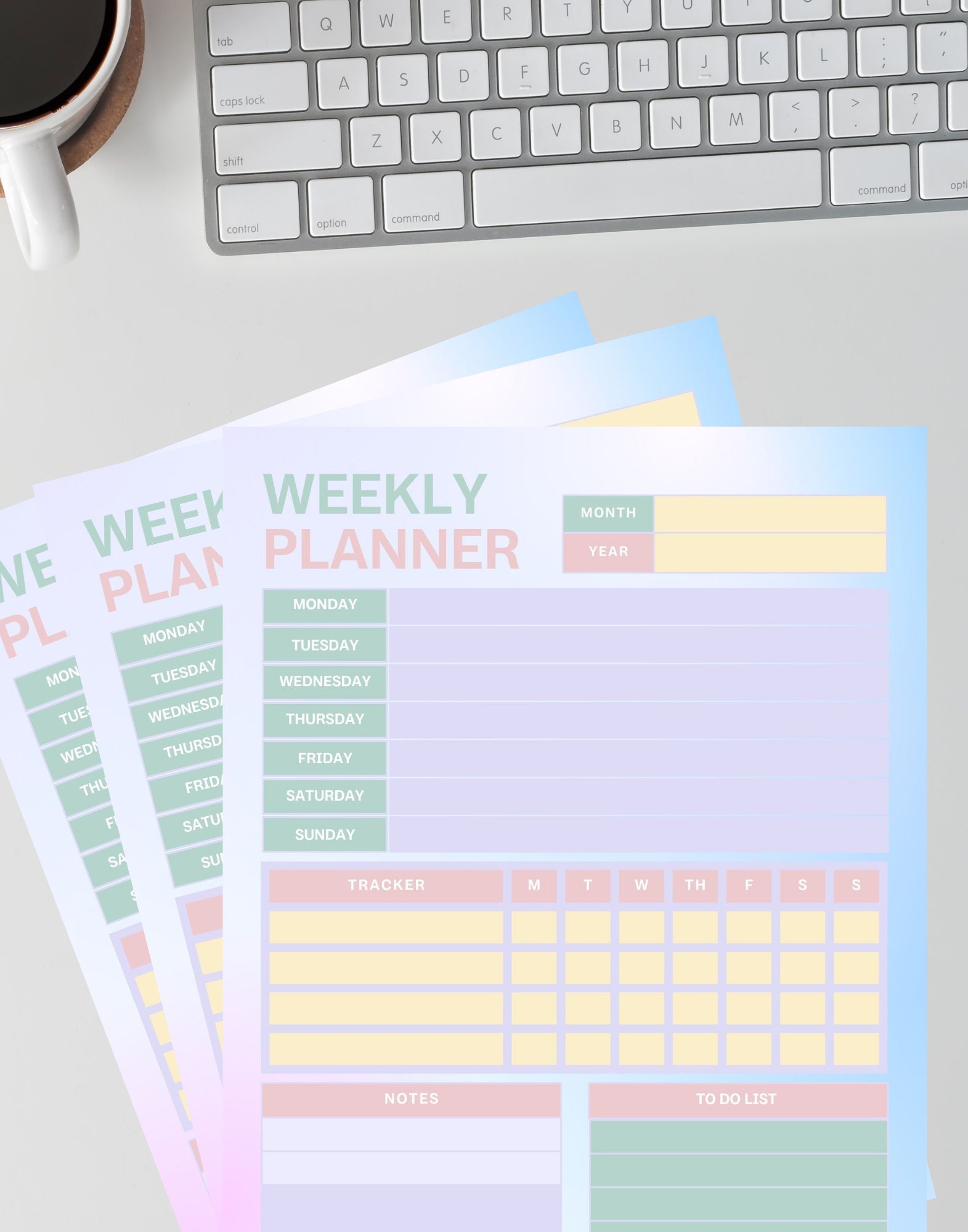 Digital Weekly Planner PDF, Printable, Sizes A4/a5/letter/half Letter ...