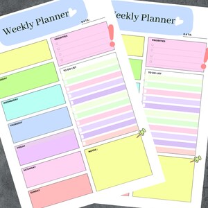 Digital Weekly Planner PDF, Printable & Fillable, Sizes A4/a5/letter ...