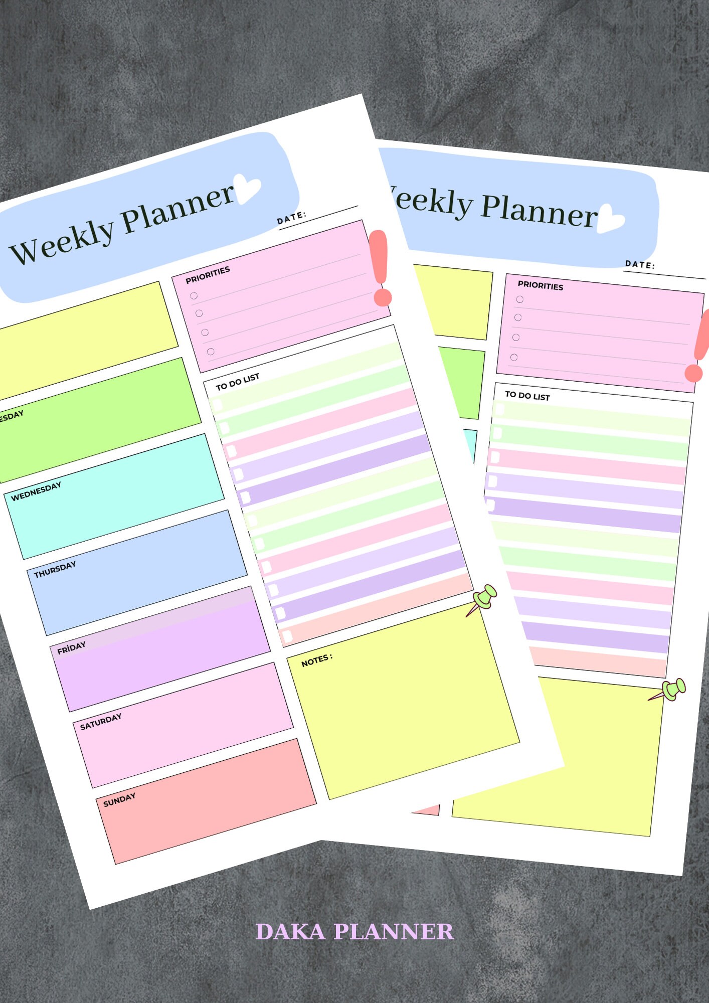 Digital Weekly Planner PDF, Printable & Fillable, Sizes A4/a5/letter ...
