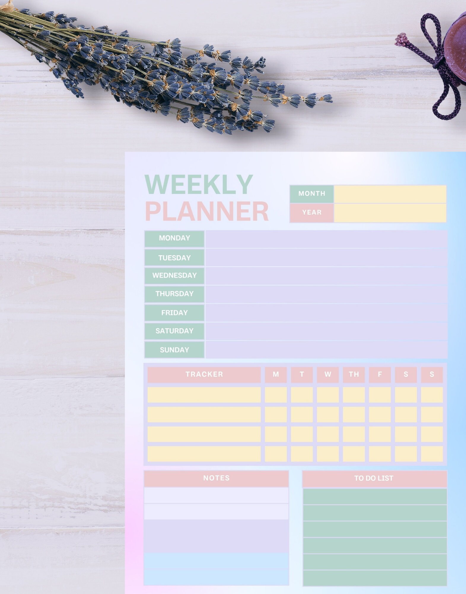 Digital Weekly Planner PDF, Printable, Sizes A4/a5/letter/half Letter ...